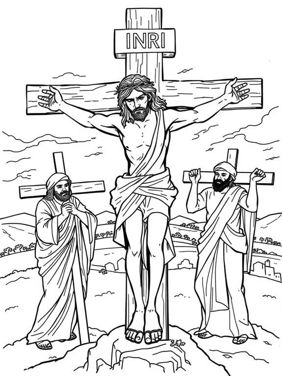 Crucifixion Jesus Coloring Pages Sorrowful Mysteries Rosary Drawing ...
