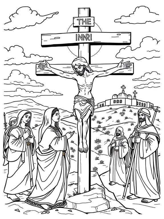 Jesus Coloring Crucifixion Pages Sorrowful Mysteries Rosary Drawing ...
