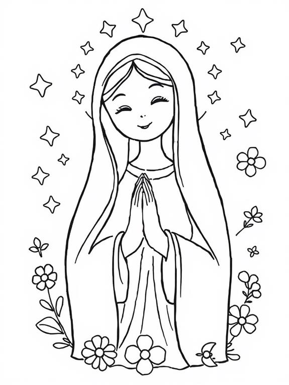 Mary Coloring Virgin Jesus Assumption Pages Mother Drawing Clipart ...