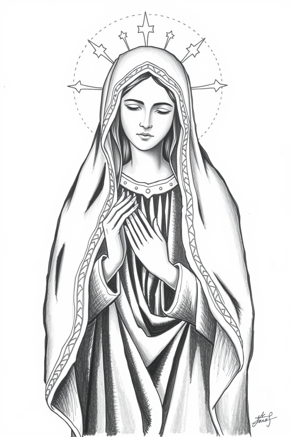 10+ Virgin Mary Drawing Ideas: Various Styles & Skill Levels