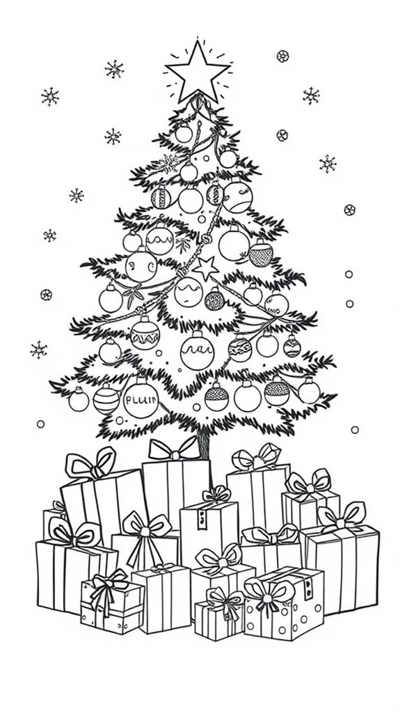 12 Christmas Gifts Under The Tree Coloring Pages - Printable & Free To ...