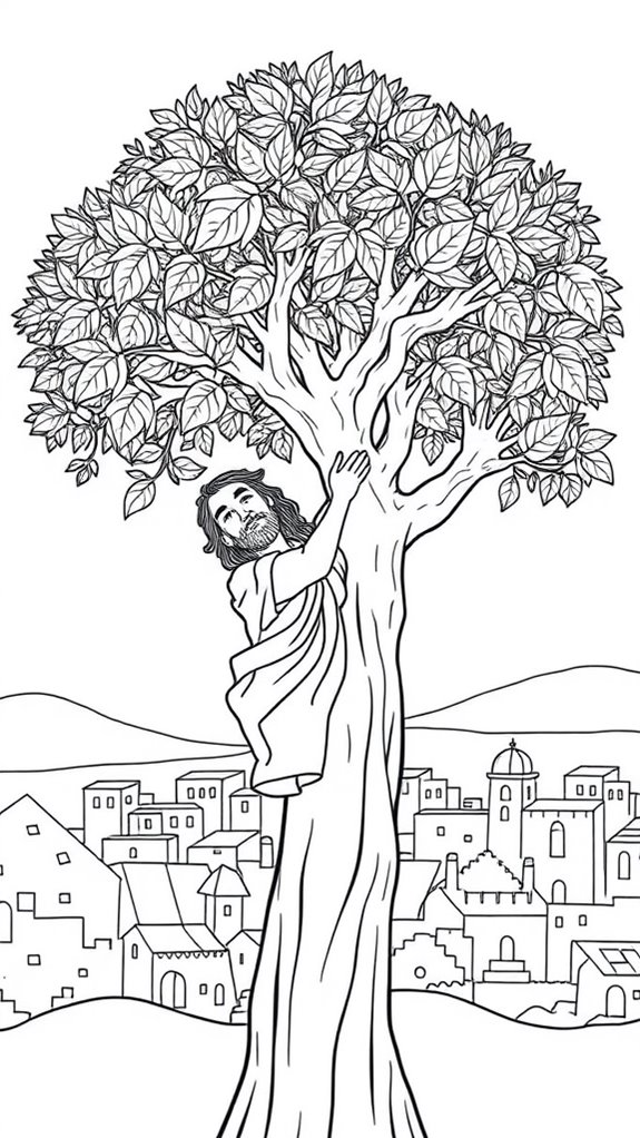 Zacchaeus Coloring Bible Pages Crowd Jesus Kids Printable Zaccheus ...